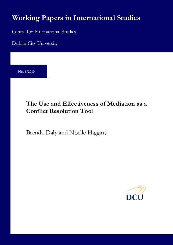 (PDF) The Use and effectiveness of mediation as a conflict resolution tool