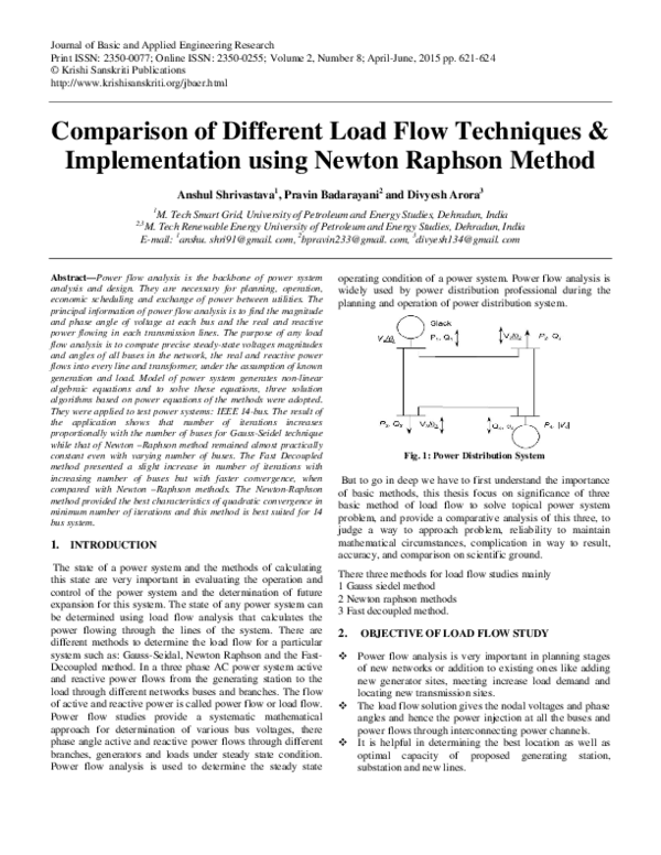 Pdf Comparison Of Different Load Flow Techniques And Implementation Using Newton Raphson Method