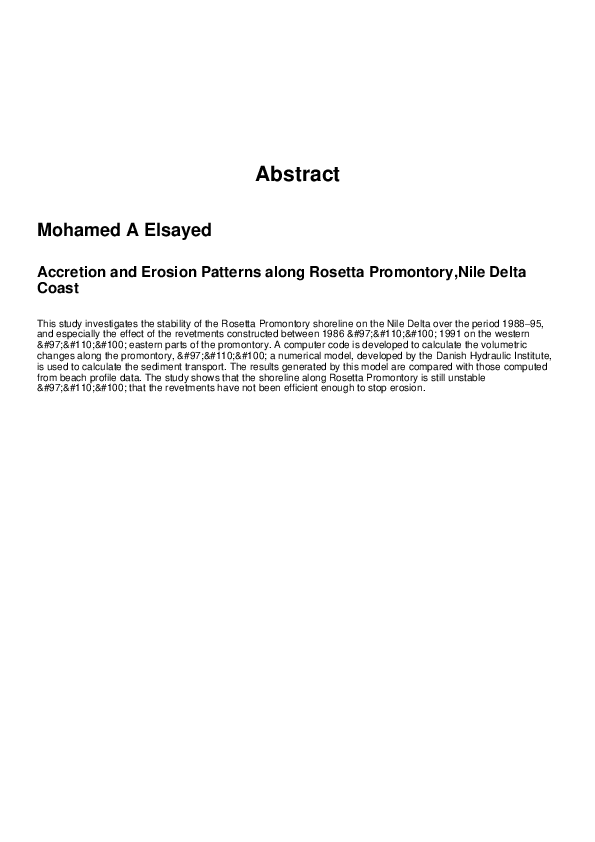 (PDF) Accretion and erosion patterns along Rosetta Promontory, Nile ...