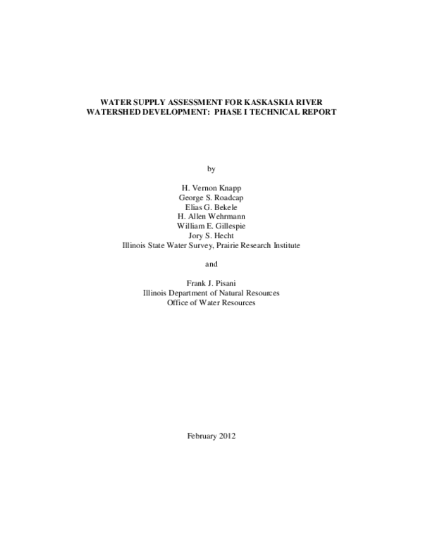 (PDF) Watershed Supply Assessment for Kaskaskia River Watershed ...
