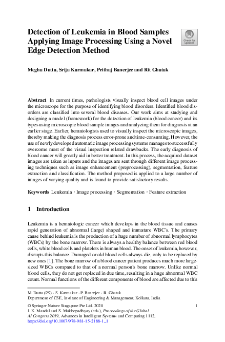 (PDF) Detection of Leukemia in Blood Samples Applying Image Processing ...