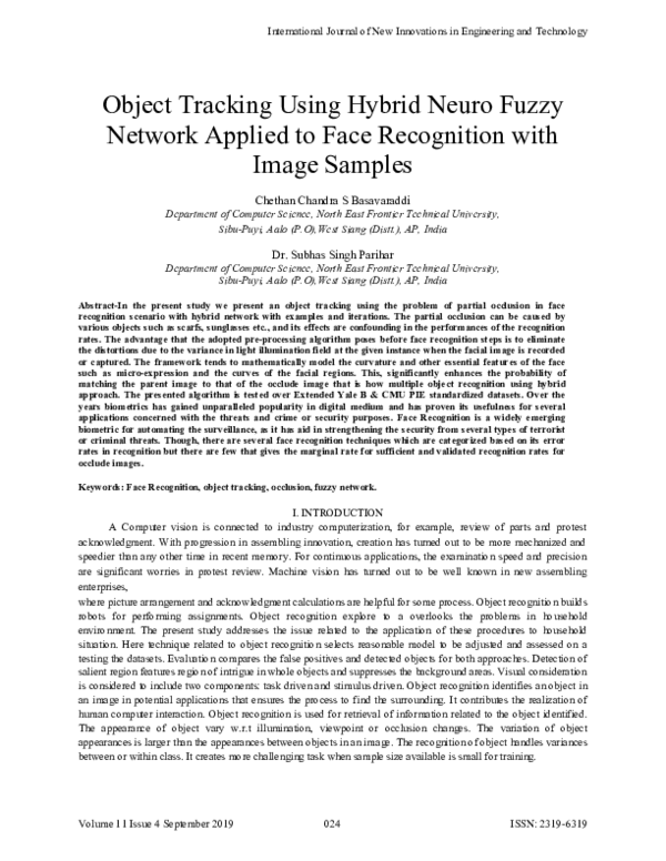 (PDF) Object Tracking Using Hybrid Neuro Fuzzy Network Applied to Face Recognition with Image ...
