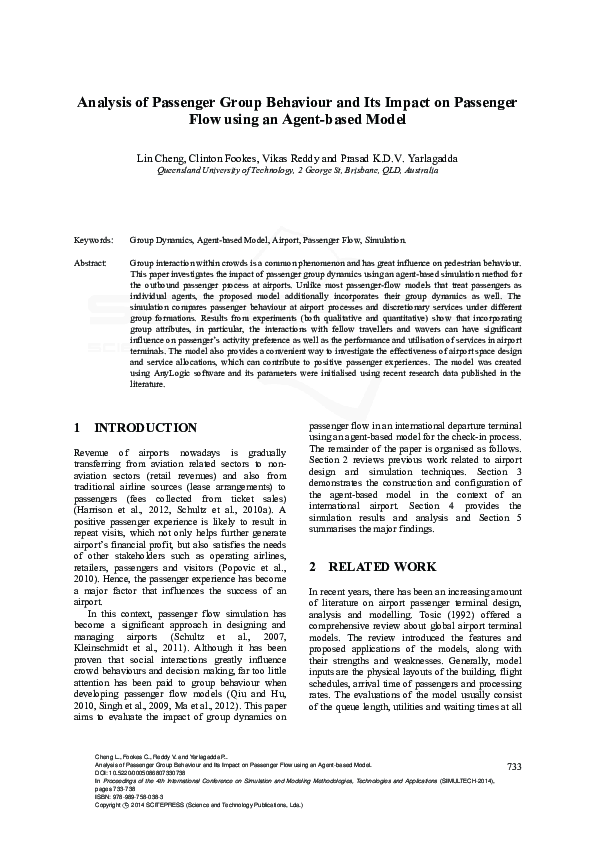 Pdf Analysis Of Passenger Group Behaviour And Its Impact On Passenger Flow Using An Agent