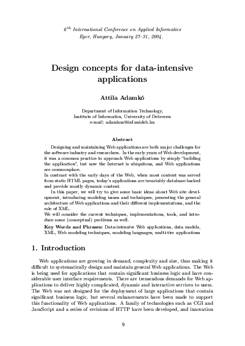 (PDF) Design concepts for data-intensive applications | Attila Adamkó ...