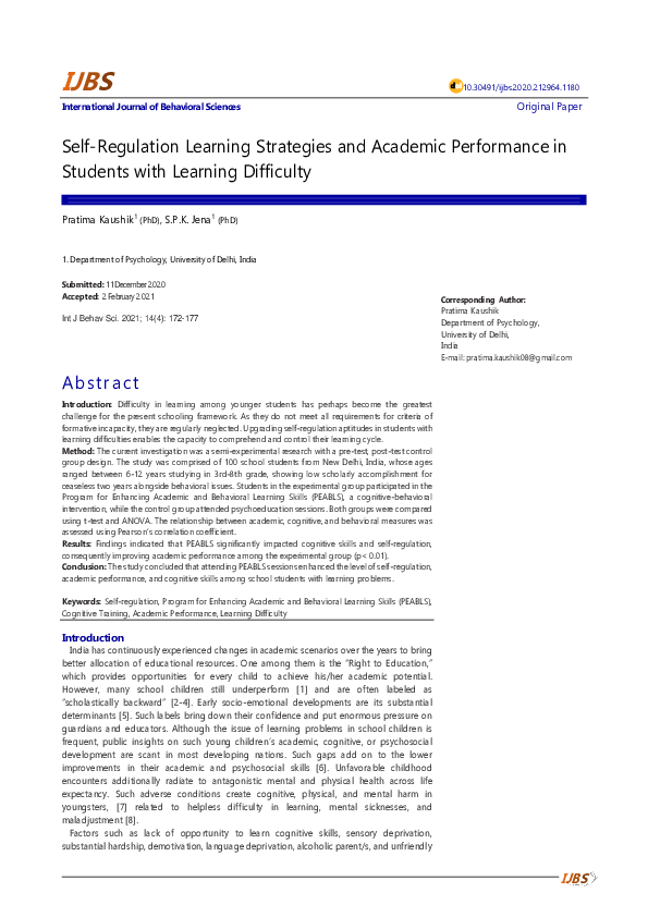 (PDF) Self-Regulation Learning Strategies and Academic Performance in ...