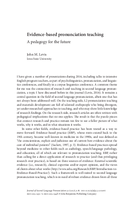 (PDF) Evidence-based pronunciation teaching