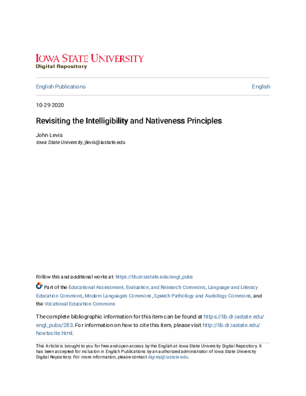 (PDF) Revisiting the Intelligibility and Nativeness Principles