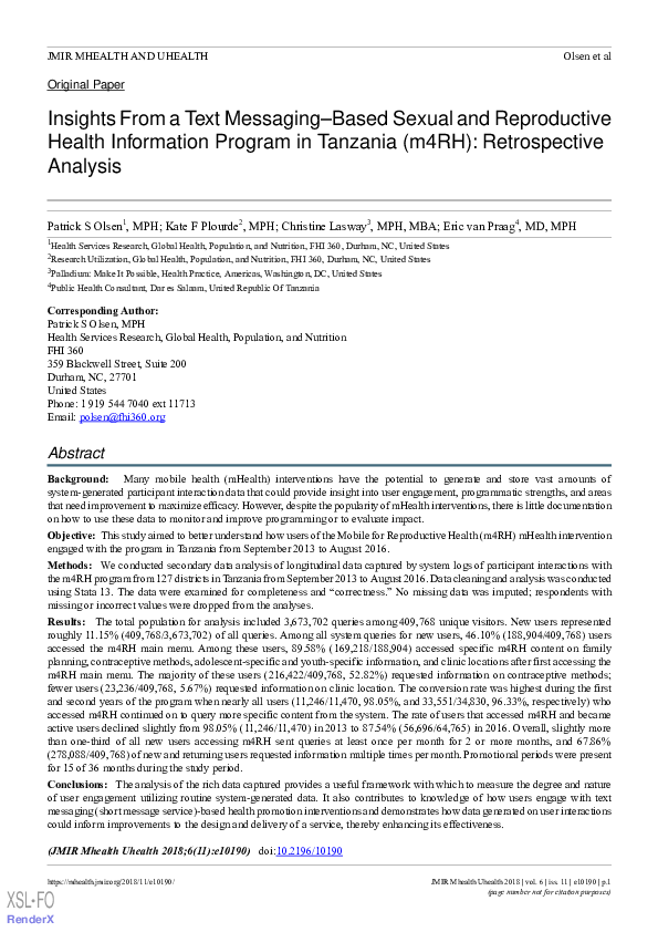 (PDF) Insights From a Text Messaging–Based Sexual and Reproductive ...