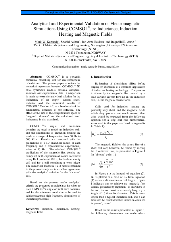(PDF) Analytical and Experimental Validation of Electromagnetic ...