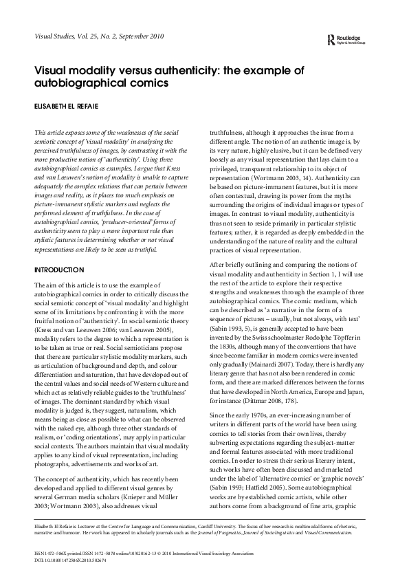 (PDF) Visual modality versus authenticity: the example of ...