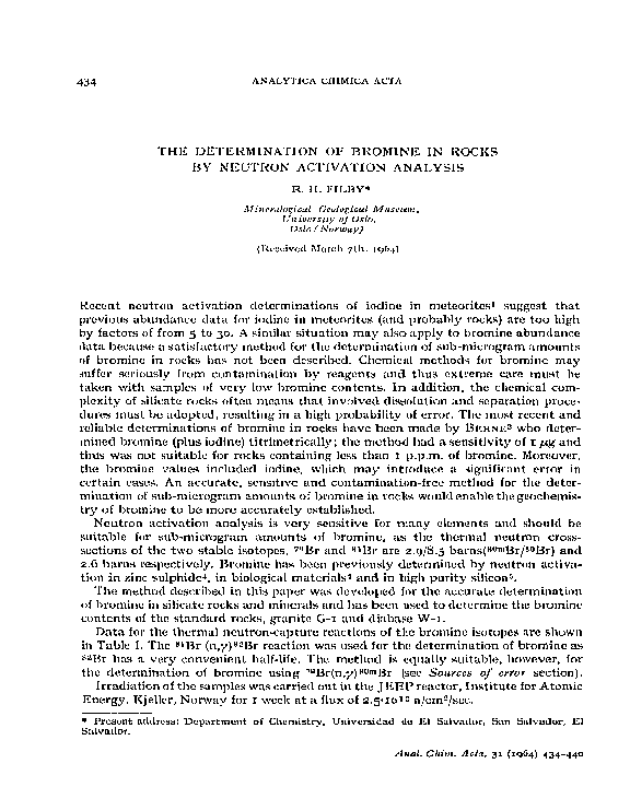 (PDF) The determination of bromine in rocks by neutron activation analysis