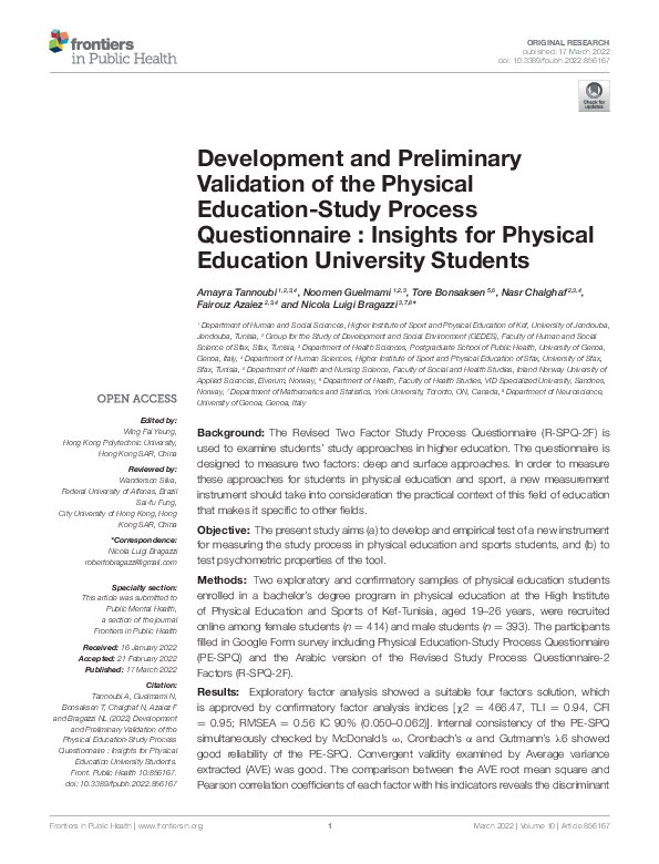 (PDF) Development and Preliminary Validation of the Physical Education ...