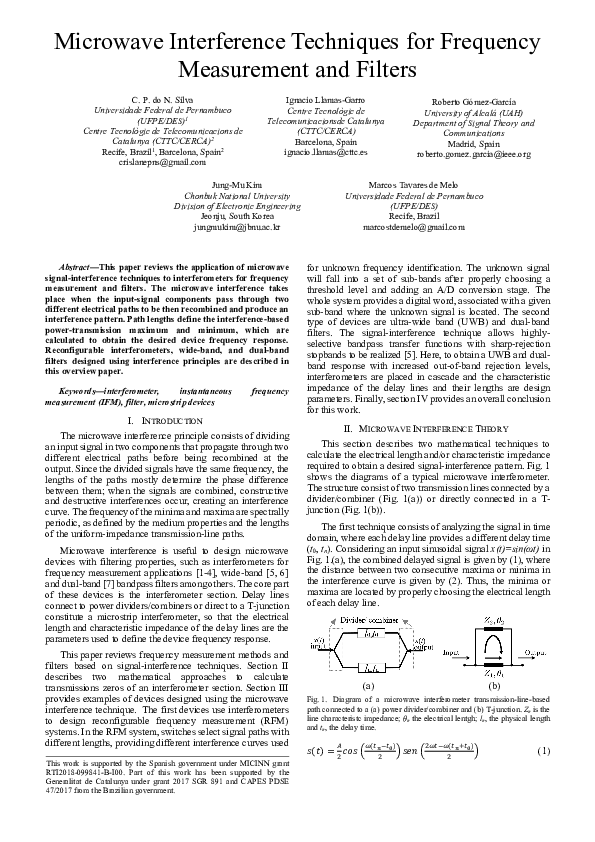 (PDF) Microwave Interference Techniques for Frequency Measurement and ...