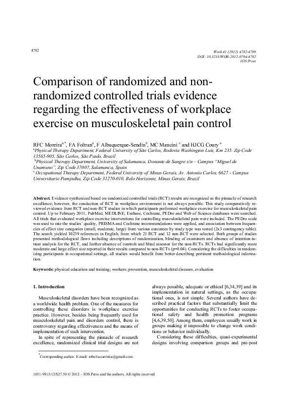 Pdf Comparison Of Randomized And Non Randomized Controlled Trials