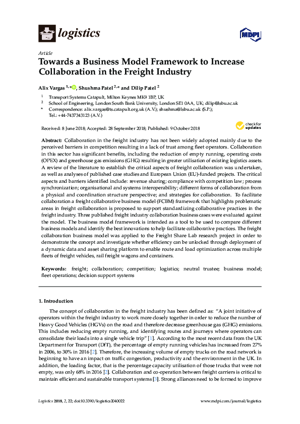 (PDF) Towards a Business Model Framework to Increase Collaboration in ...