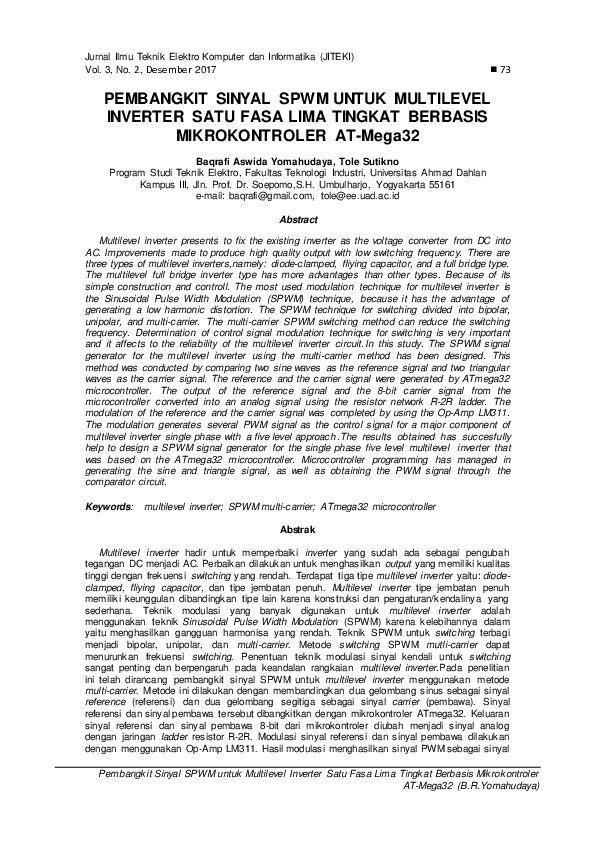 (PDF) Pembangkit Sinyal SPWM untuk Multilevel Inverter Satu Fasa Lima ...