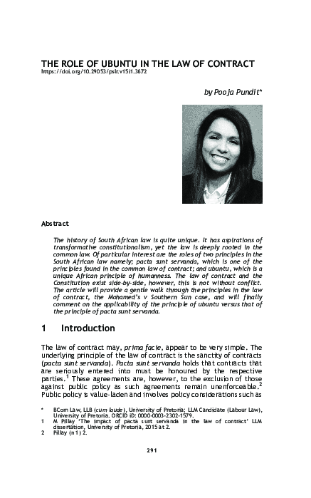(PDF) The Role of Ubuntu in the Law of Contract