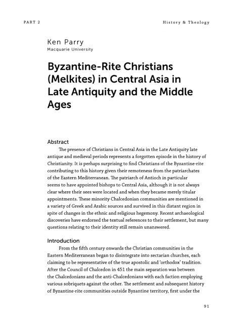 (PDF) Byzantine-Rite Christians (Melkites) in Central Asia in Late ...