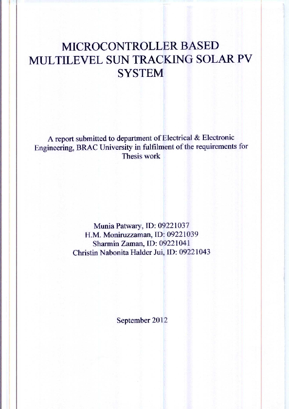 (PDF) Microcontroller based multilevel sun tracking solar PV system