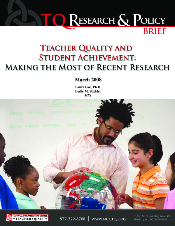 (PDF) Teacher Quality and Student Achievement: Making the Most of ...