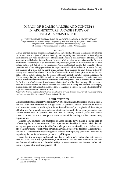 (PDF) Impact of Islamic Values and Concepts in Architecture: A Case ...