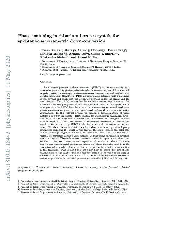 (PDF) Phase matching in $\beta$-barium borate crystals for spontaneous ...