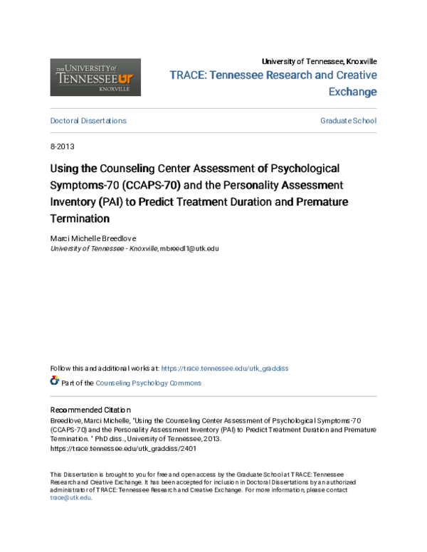 (PDF) Using the Counseling Center Assessment of Psychological Symptoms ...