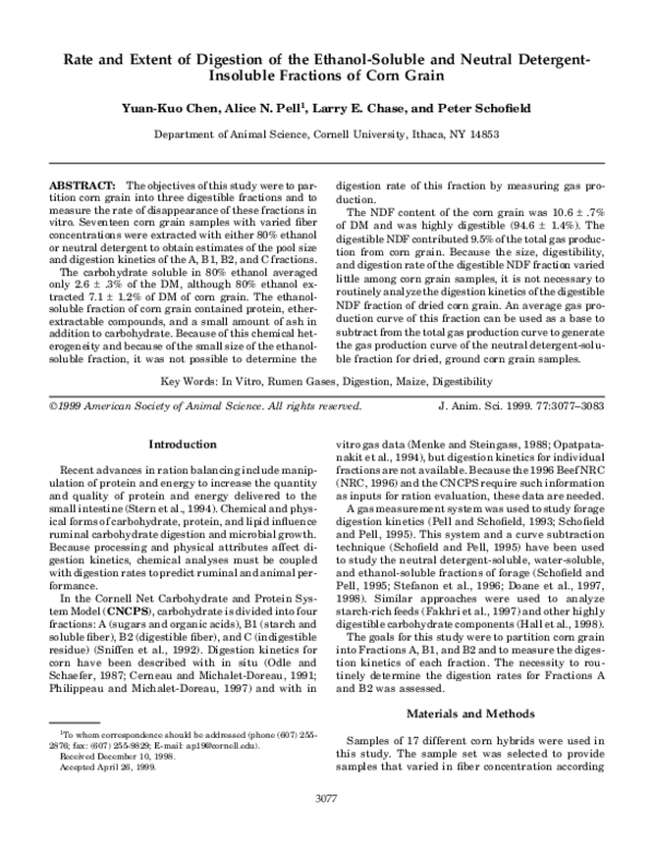 (PDF) Digestibility of Corn Grain Fractions
