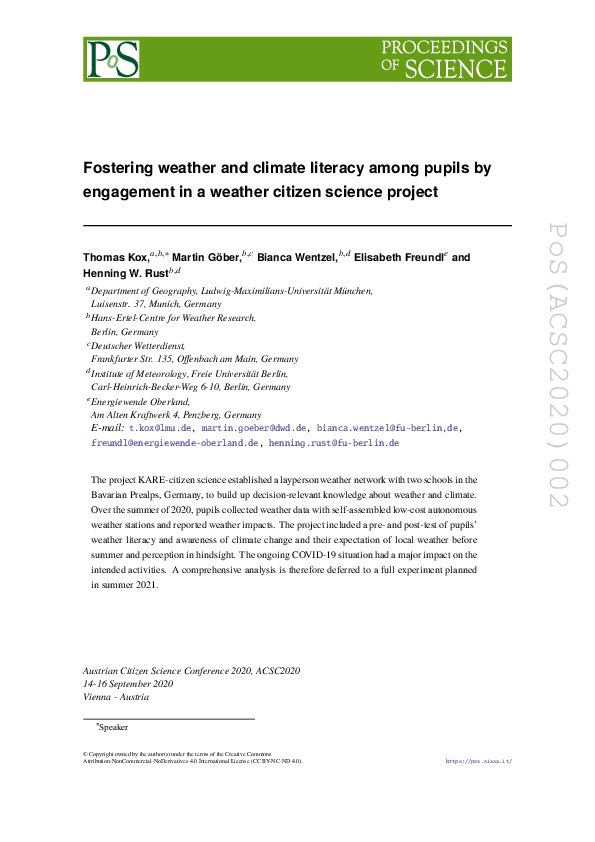 (PDF) Fostering weather and climate literacy among pupils by engagement ...