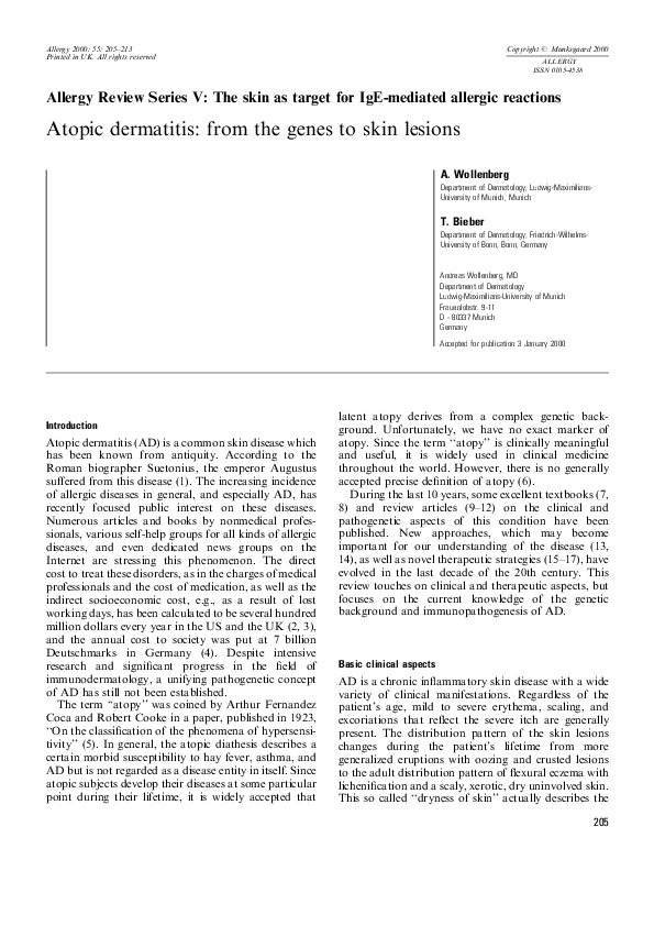 (PDF) Atopic dermatitis: from the genes to skin lesions