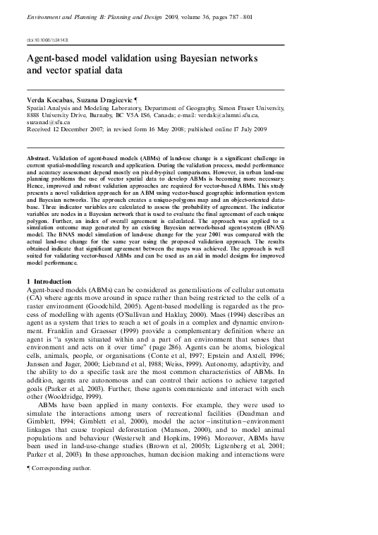 (PDF) Agent-based model validation using Bayesian networks and vector spatial data
