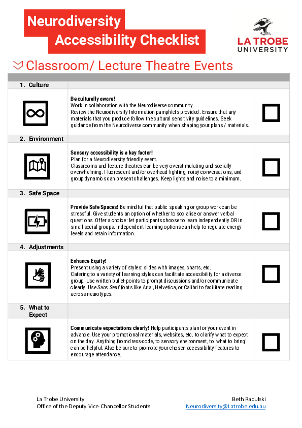 (PDF) Neurodiversity Accessibility Checklist: Classroom/ Lecture ...