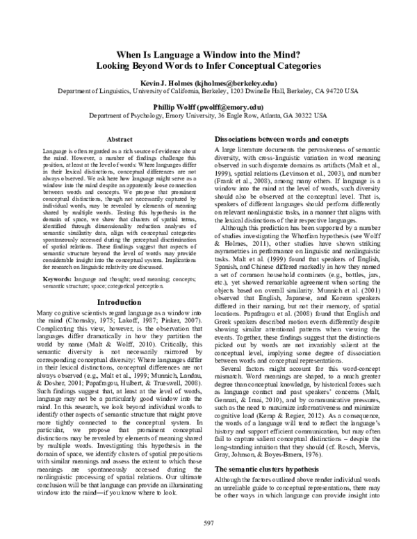(PDF) When Is Language a Window into the Mind? Looking Beyond Words to ...