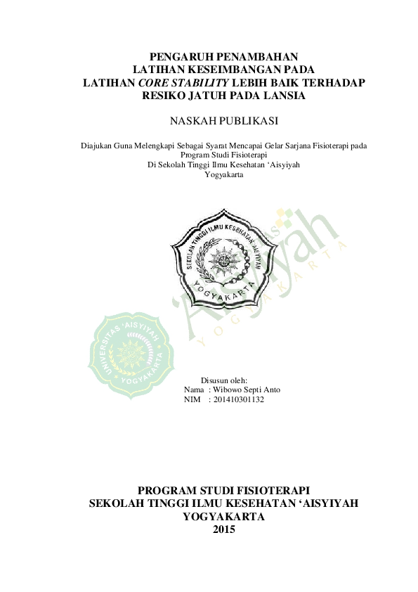 (PDF) Pengaruh Penambahan Latihan Keseimbangan Pada Latihan Core ...
