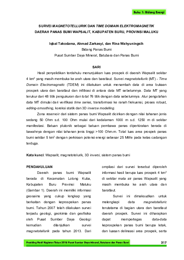(PDF) Survei Magnetotellurik (MT) dan Time Domain Electro Magnetic ...