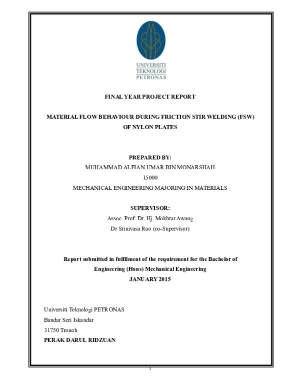 (PDF) Finalyear Project Report Material Flow Behaviour During Friction ...