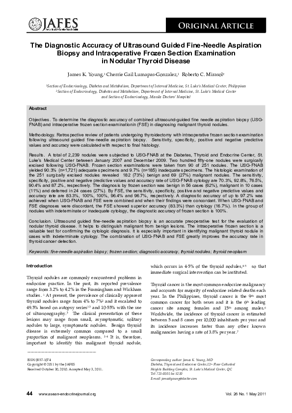 (PDF) The Diagnostic Accuracy of Ultrasound Guided Fine-Needle ...