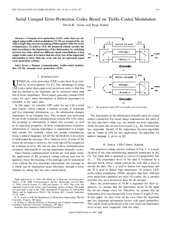Pdf Serial Unequal Error Protection Codes Based On Trellis Coded