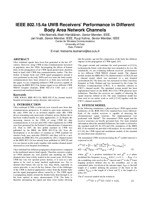 (PDF) IEEE 802.15. 4a UWB receivers' performance in different body area network channels