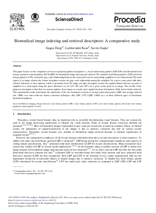 (PDF) Biomedical Image Indexing and Retrieval Descriptors: A Comparative Study | lakhwinder kaur ...