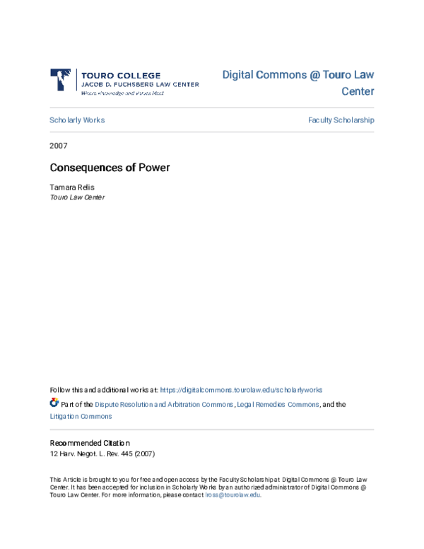 (PDF) Consequences of Power