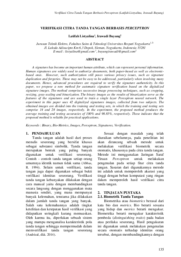 (PDF) Verifikasi citra tanda tangan berbasis perceptron