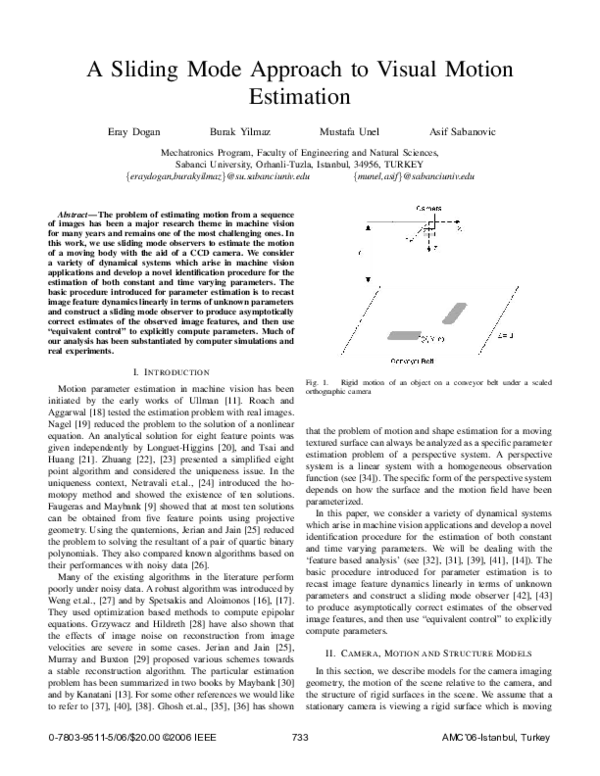 (PDF) A sliding mode approach to visual motion estimation