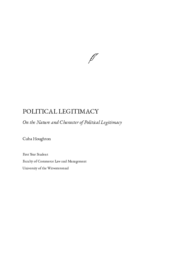 (PDF) POLITICAL LEGITIMACY: On the Nature and Character of Political ...