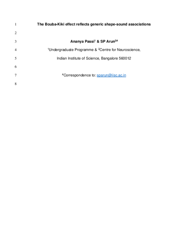 (PDF) The Bouba-Kiki effect reflects generic shape-sound associations