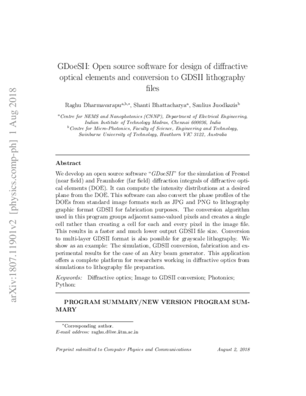 (PDF) GDOESII: Software for design of diffractive optical elements and ...