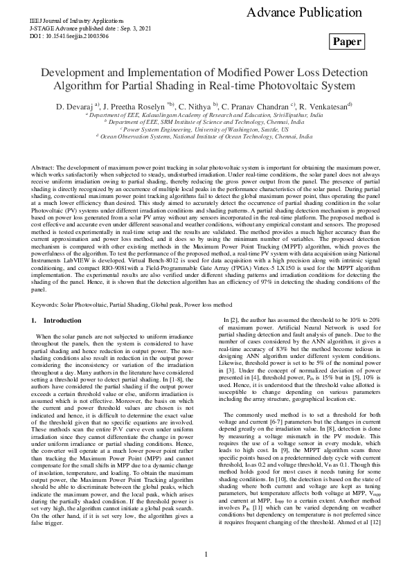 (PDF) Development and Implementation of Modified Power Loss Detection Algorithm for Partial ...