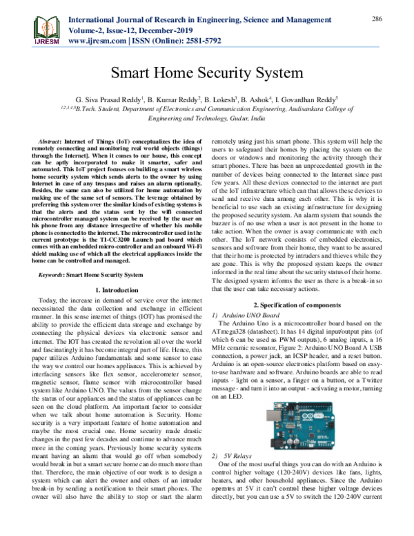 (PDF) Smart Home Security System