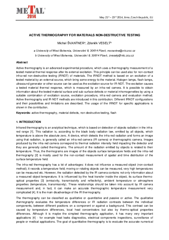 (PDF) Active Thermography for Materials Non-Destructive Testing