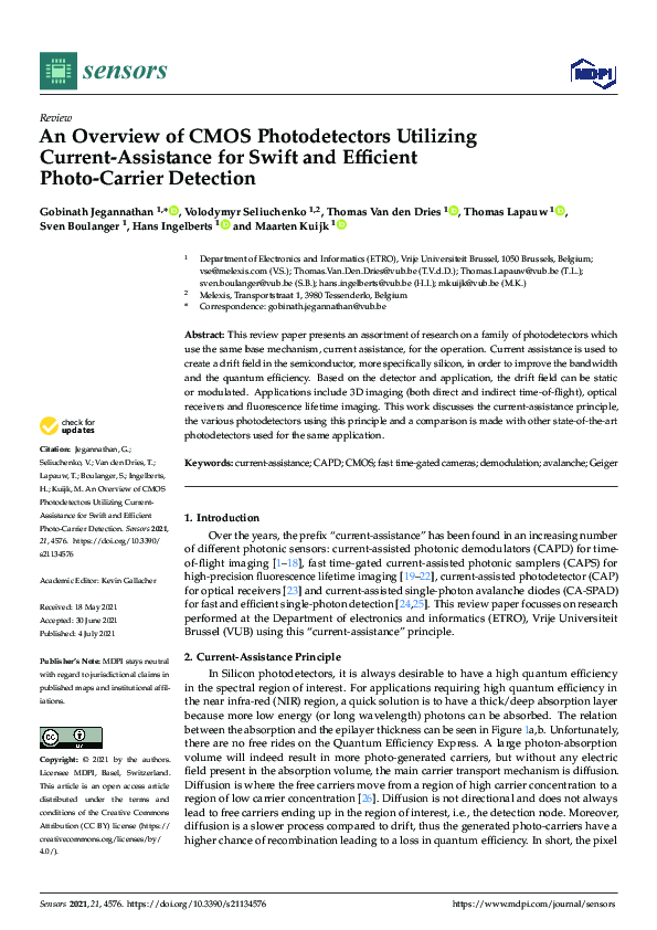 (PDF) An Overview of CMOS Photodetectors Utilizing Current-Assistance for Swift and Efficient ...